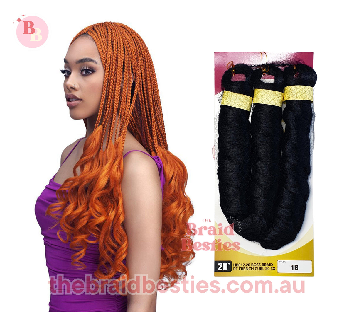 Boss Braid French Curl 20" - Pre-Stretched Braiding Hair - 3 x Bundles ...