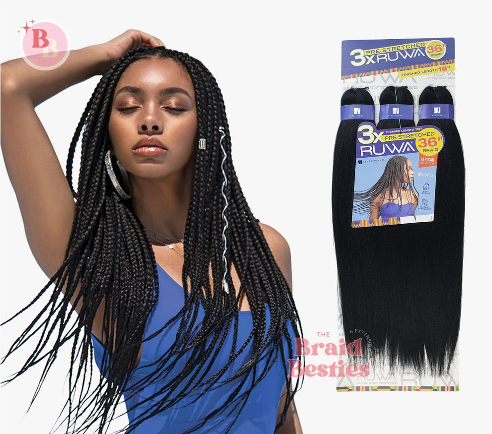 Sensationnel RUWA 18" - Pre-Stretched Braiding Hair - 3 Bundles – The ...
