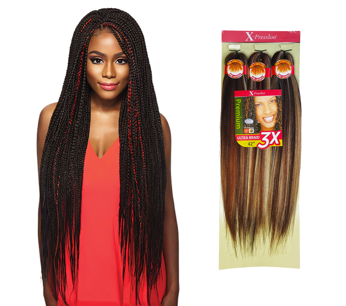 Outre X-Pression Ultra Braid 42" - Pre-Stretched Braiding Hair - 3 Bun ...